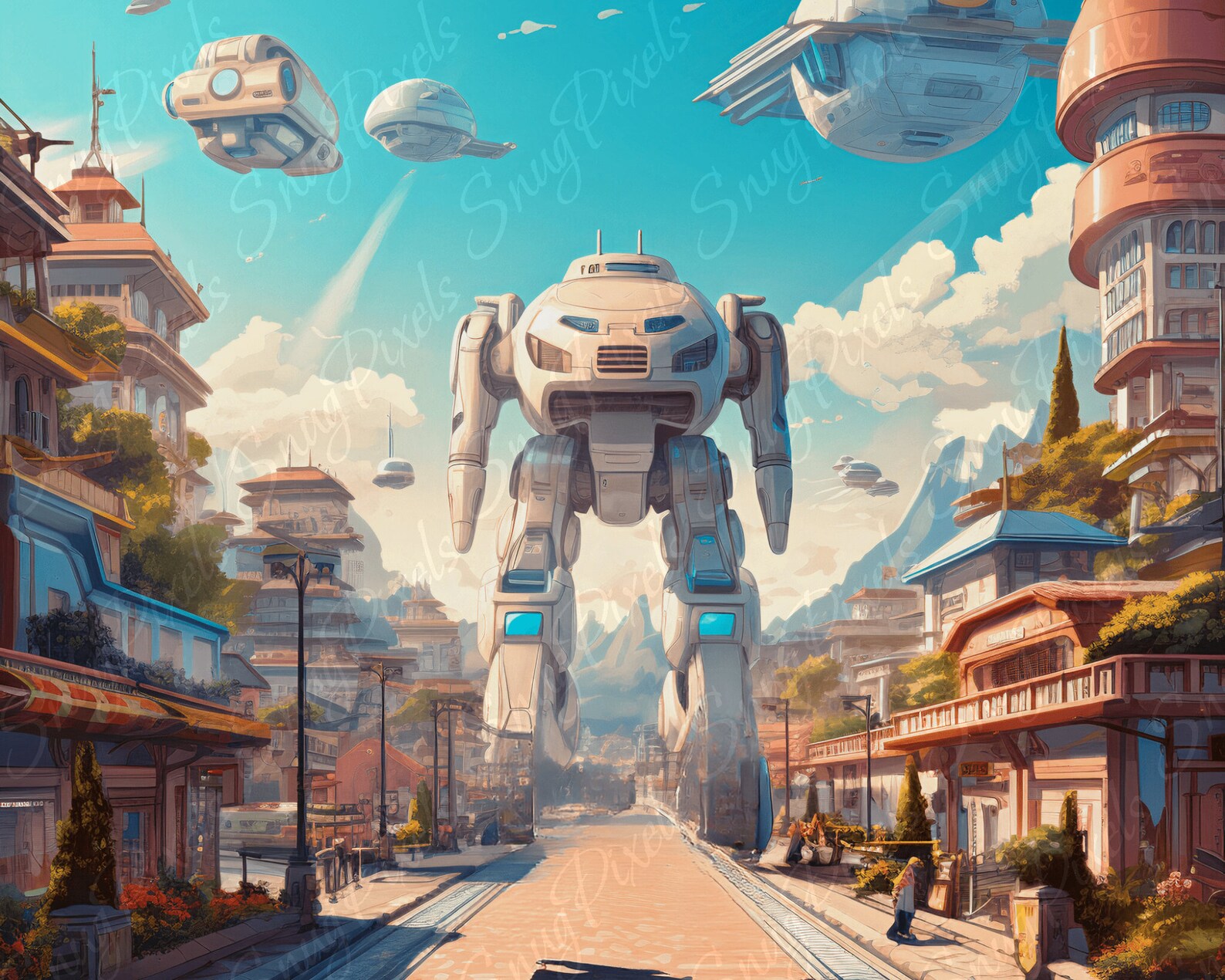 Fantasy Robot Clipart Pack Futuristic & Sci-fi Town, Space Robots Art ...