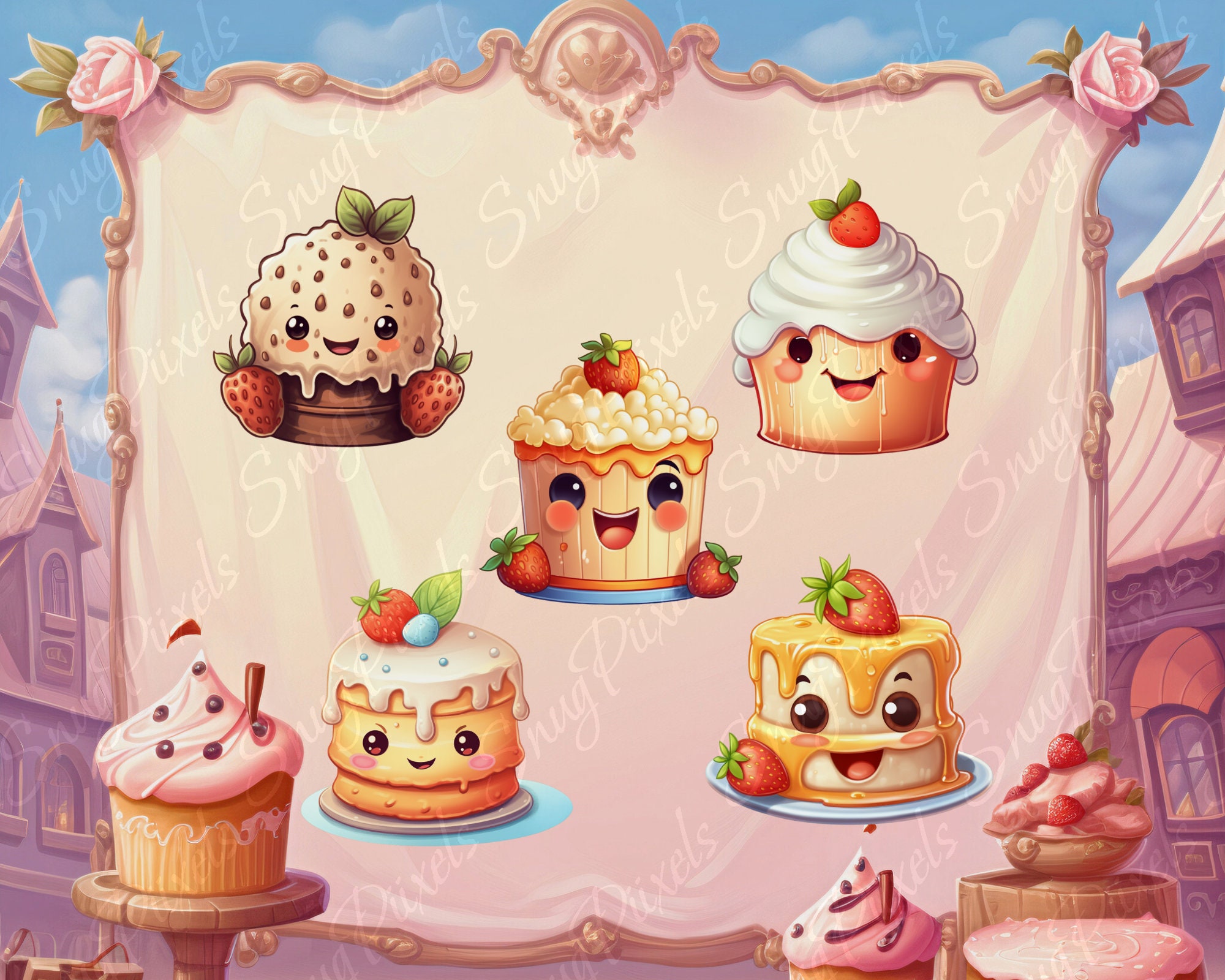 Mystical Bakery Digital Clipart Pack | PNG | Fairy Tale Cupcakes, Cakes ...