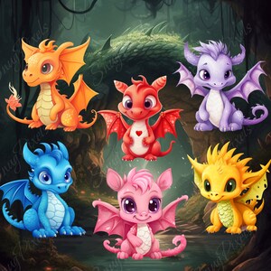 Mythical Dragons Digital Clipart Pack | PNG | Cute Characters ...