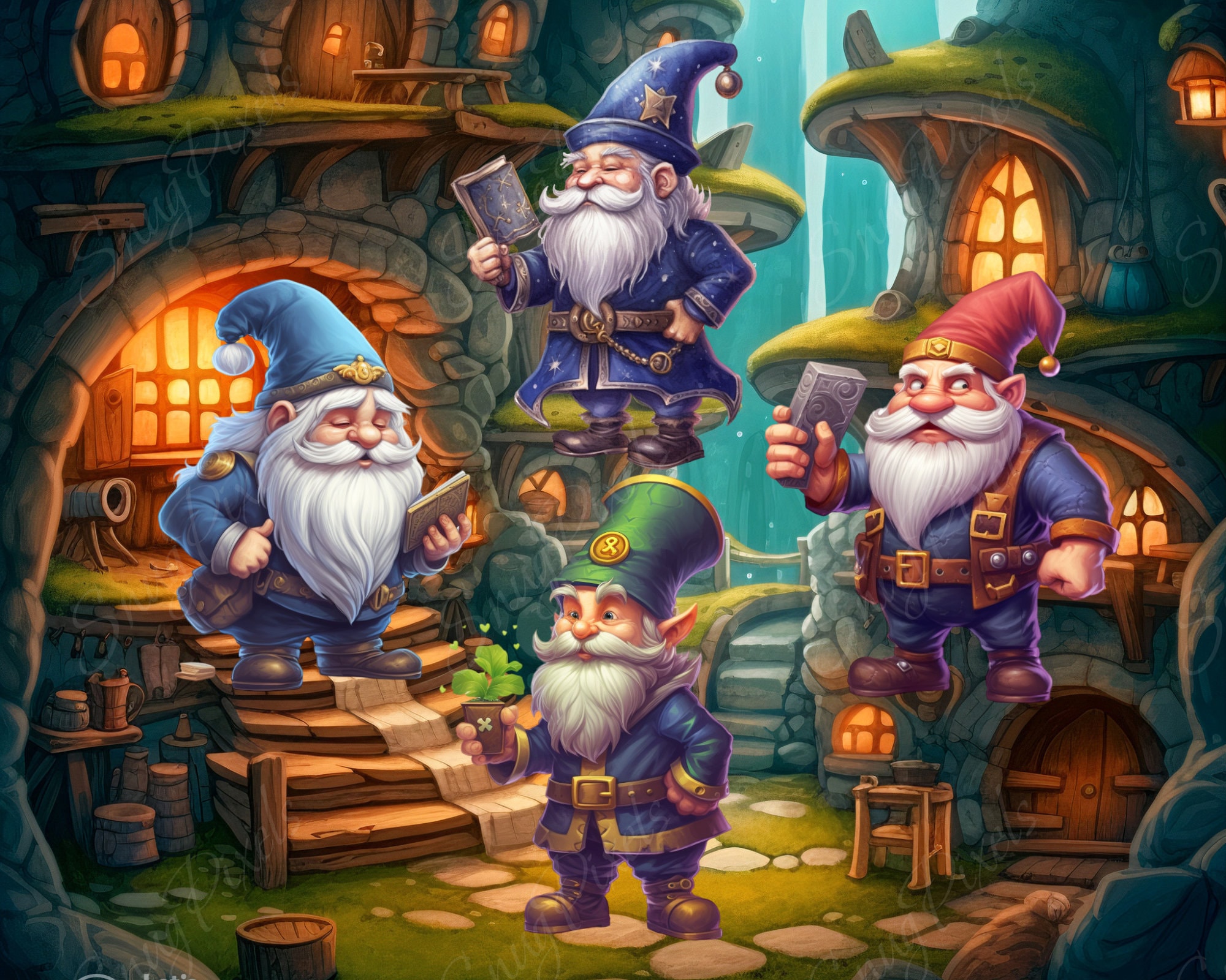 Fairy Tale Dwarfs Digital Clipart Pack PNG Dwarf Characters ...