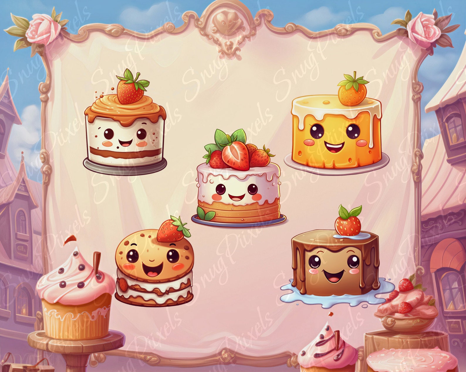 Mystical Bakery Digital Clipart Pack | PNG | Fairy Tale Cupcakes, Cakes ...