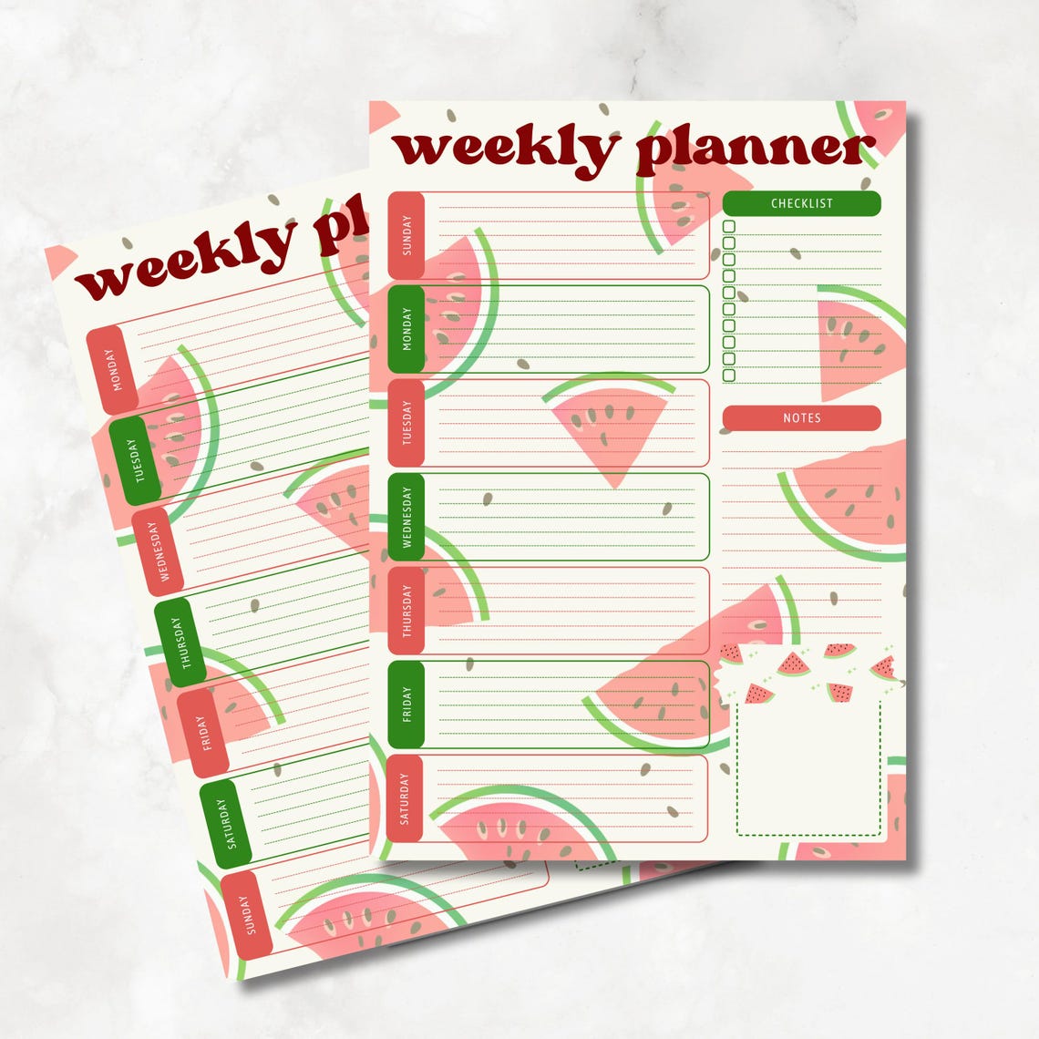 Watermelon Summer Weekly Planner Calendar Journal Printable Pdf,summer ...