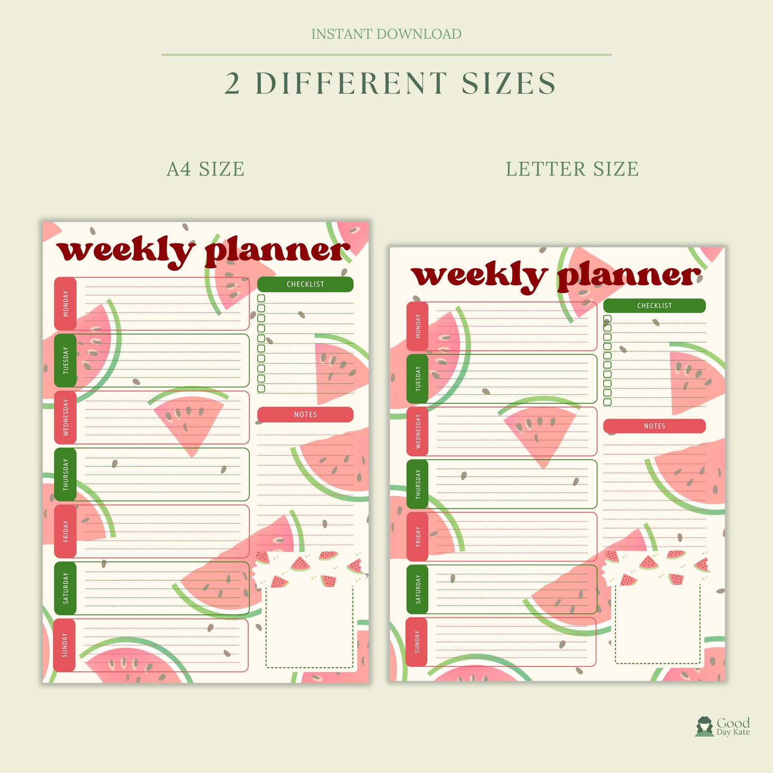 Watermelon Summer Weekly Planner Calendar Journal Printable Pdf,summer ...