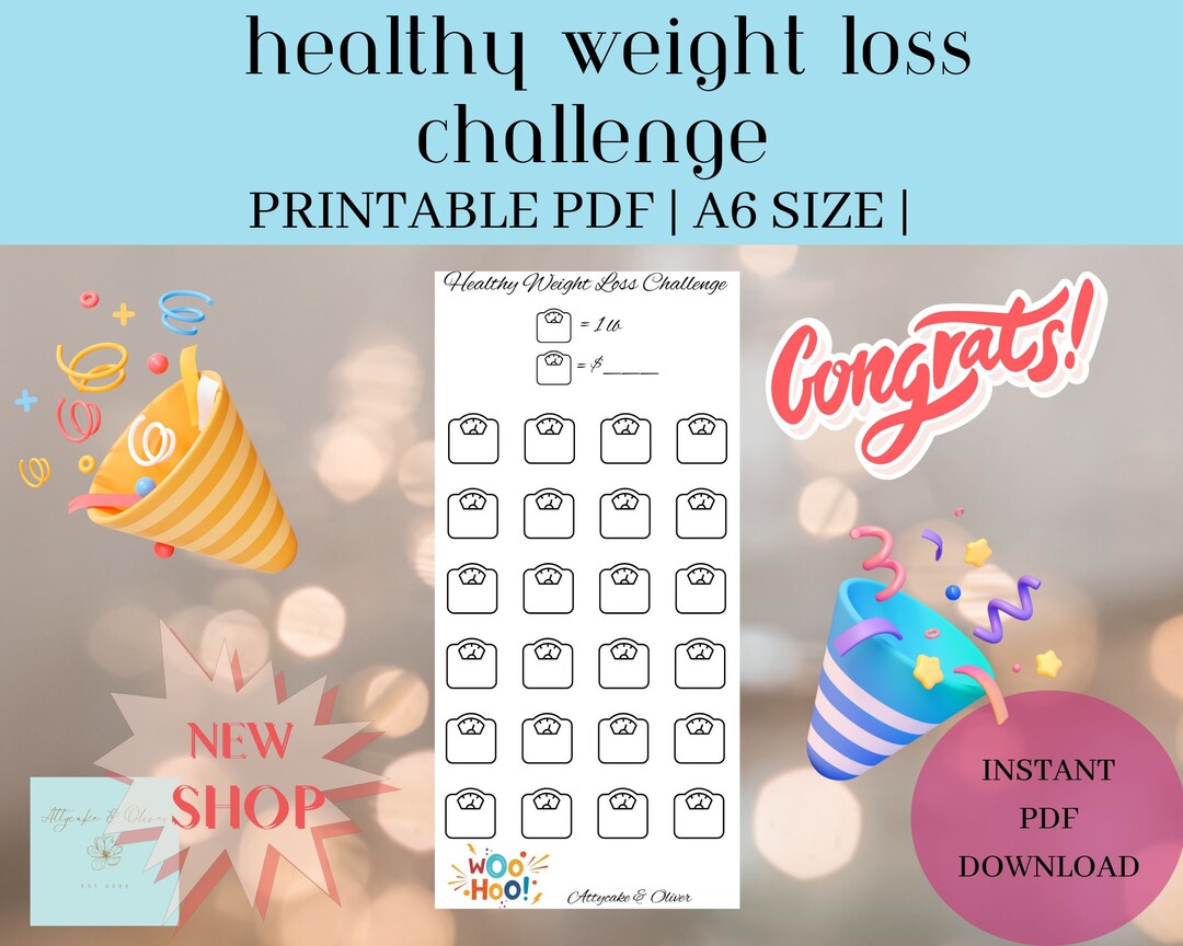 Printable Healthy Weight Loss Savings Challenge | Weight Loss Tracker ...