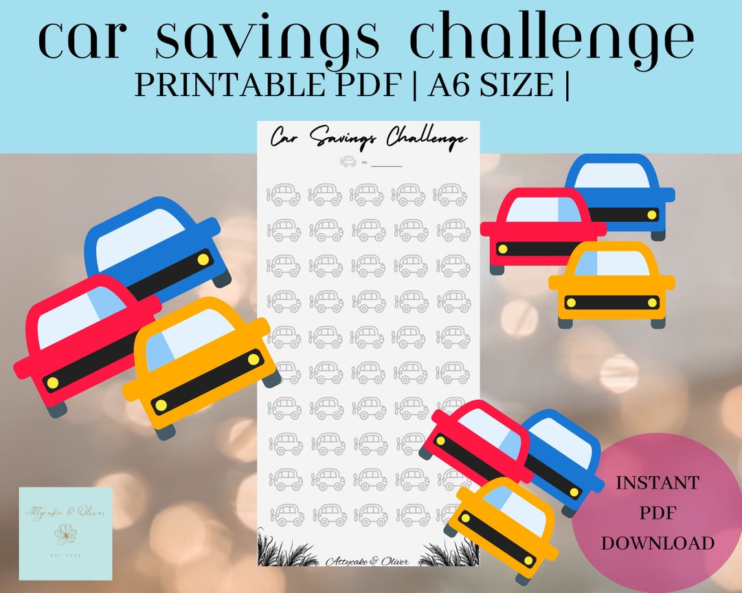 Printable Car Savings Challenge | Car Cash Stuffing | Car Budget | Cash ...