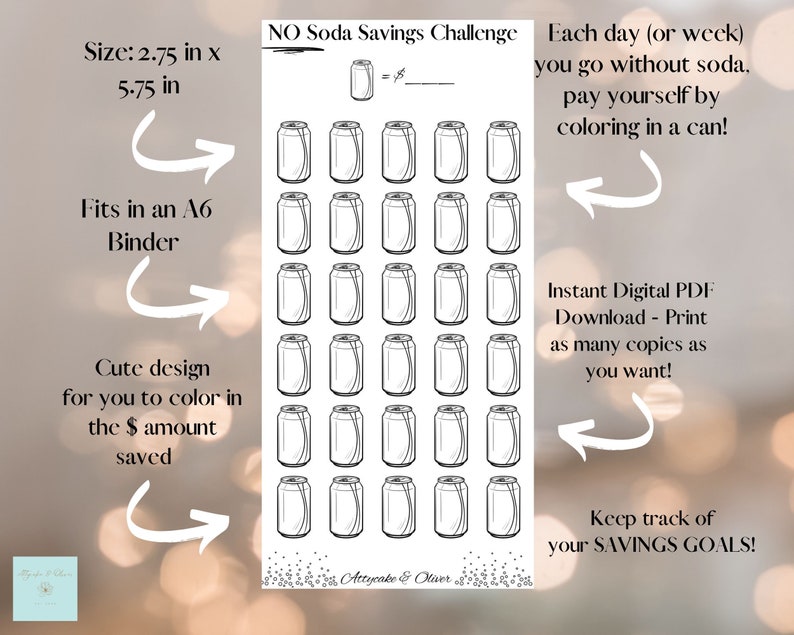 Printable NO Soda Savings Challenge | Healthy Habit Savings Challenge ...
