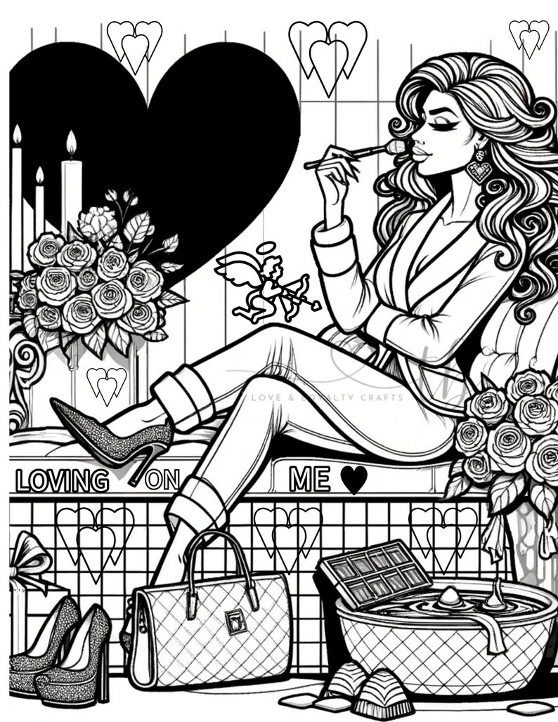Loving on Me Hispanic Women Digital Printable Download Coloring Page ...