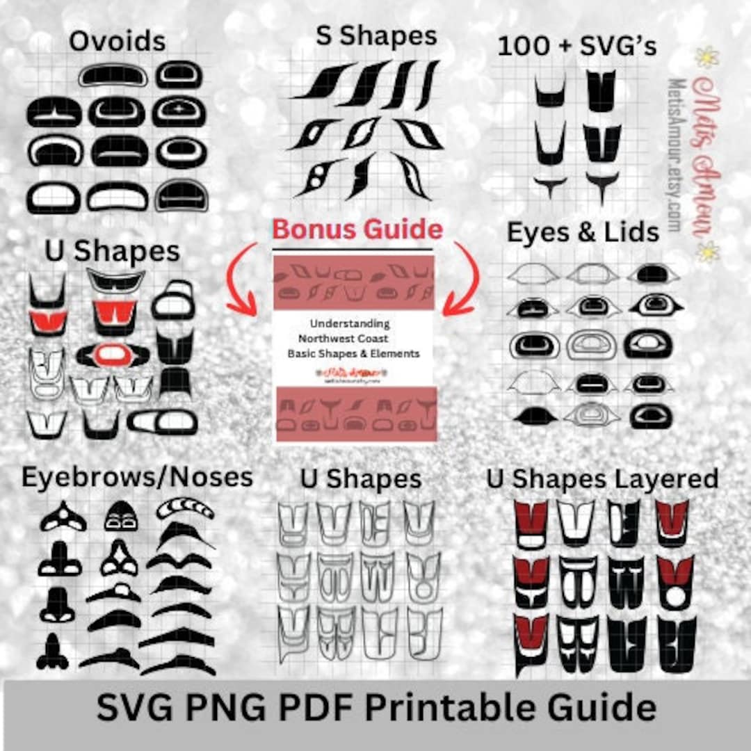 Indigenous Formline Shapes Digital Cut Files & Drawing Guides BONUS ...