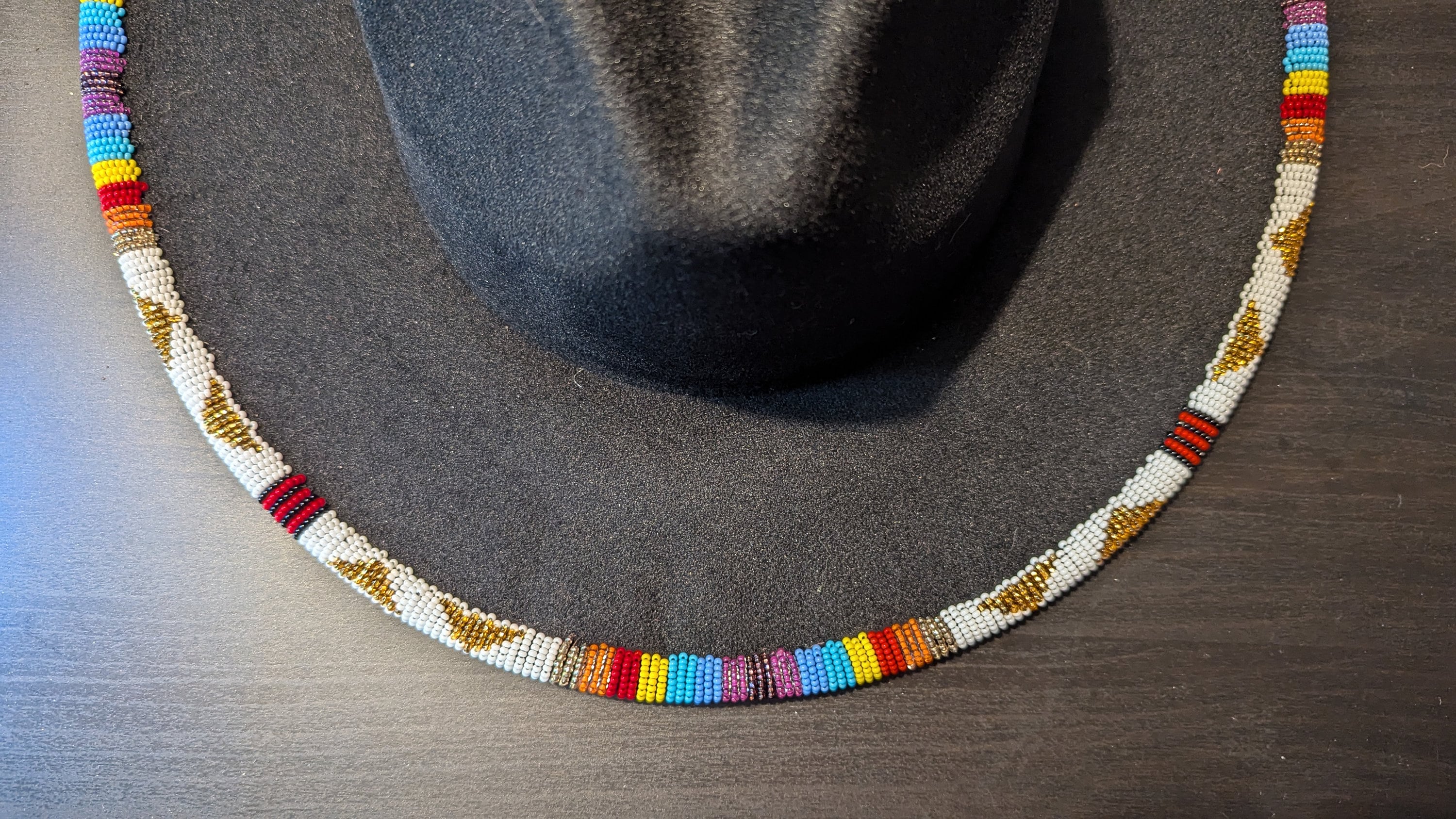 Unique Hand Beaded Fedora Hat Designed by Metis Artist Black Fedora ...