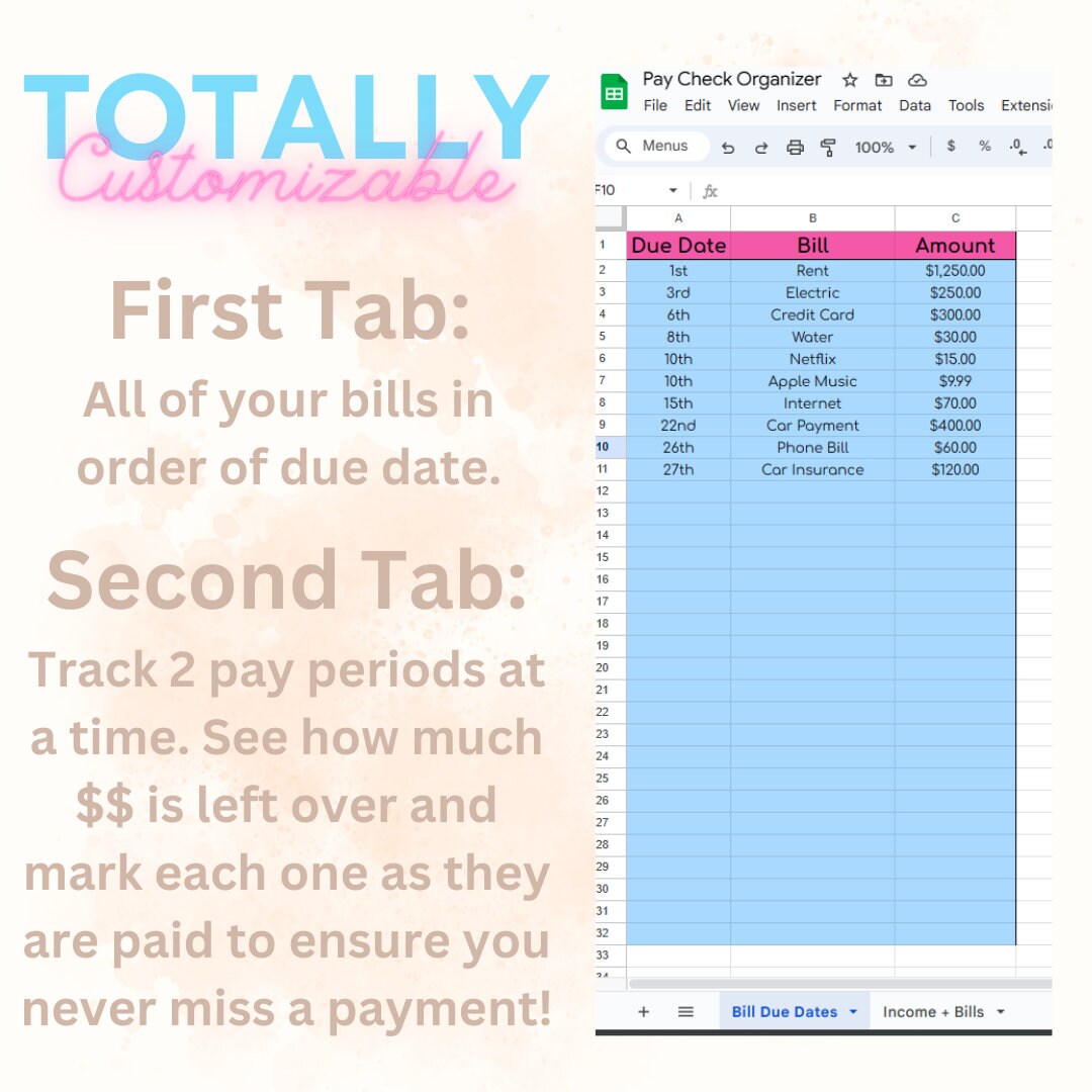 Paycheck Budget Tracker, Super Simplified, Minimalist, Organizer ...