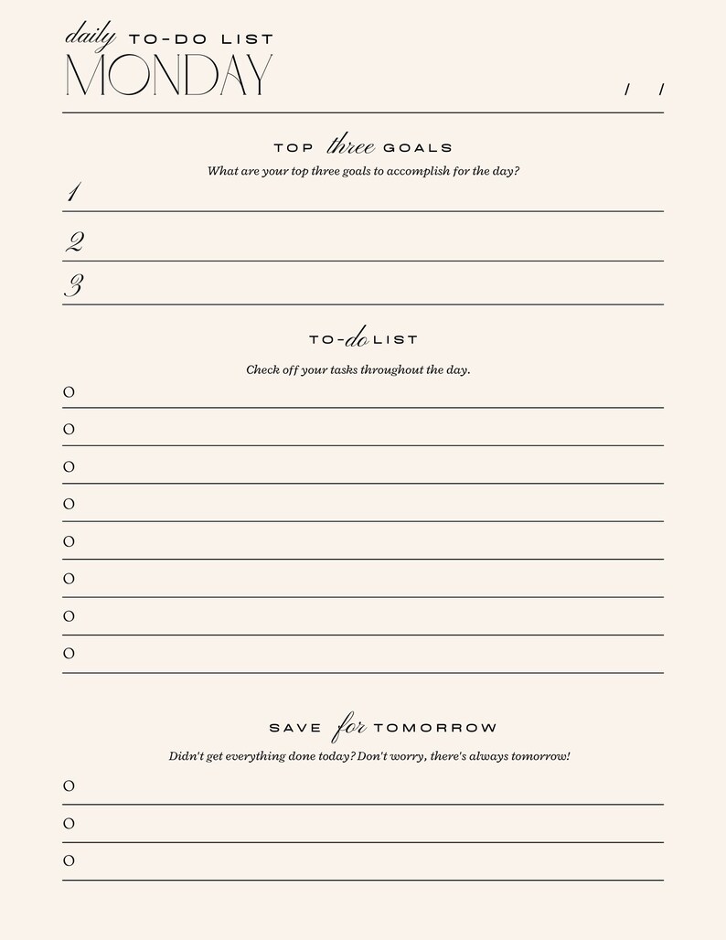 Printable Daily To-do List - Etsy