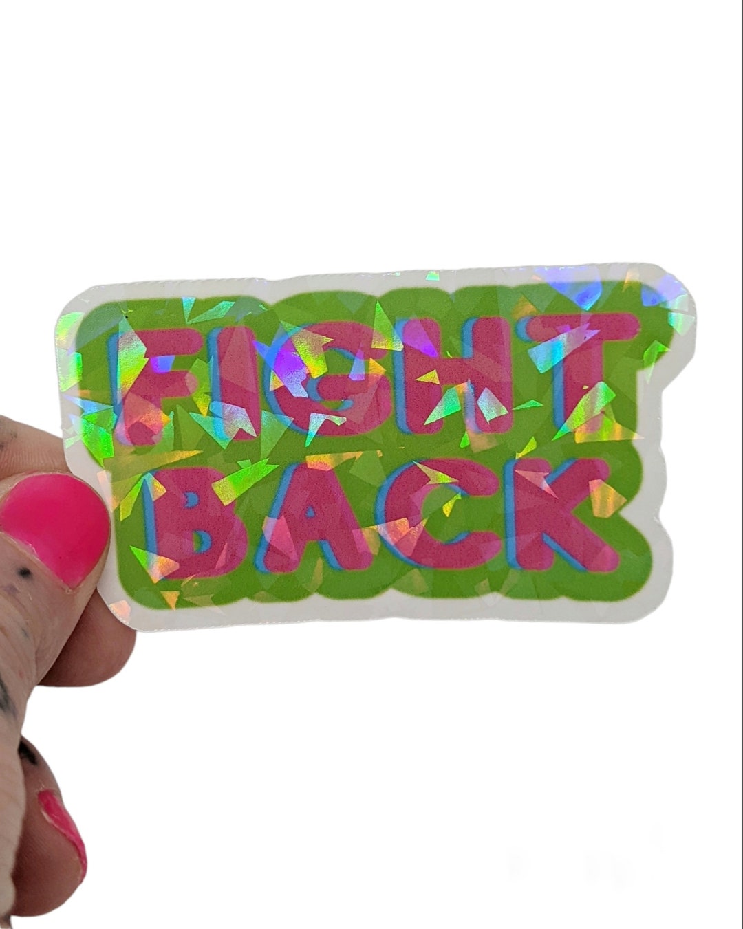 Fight Back Sticker Pink Green Leftist Feminist ACAB Activist Anti ...