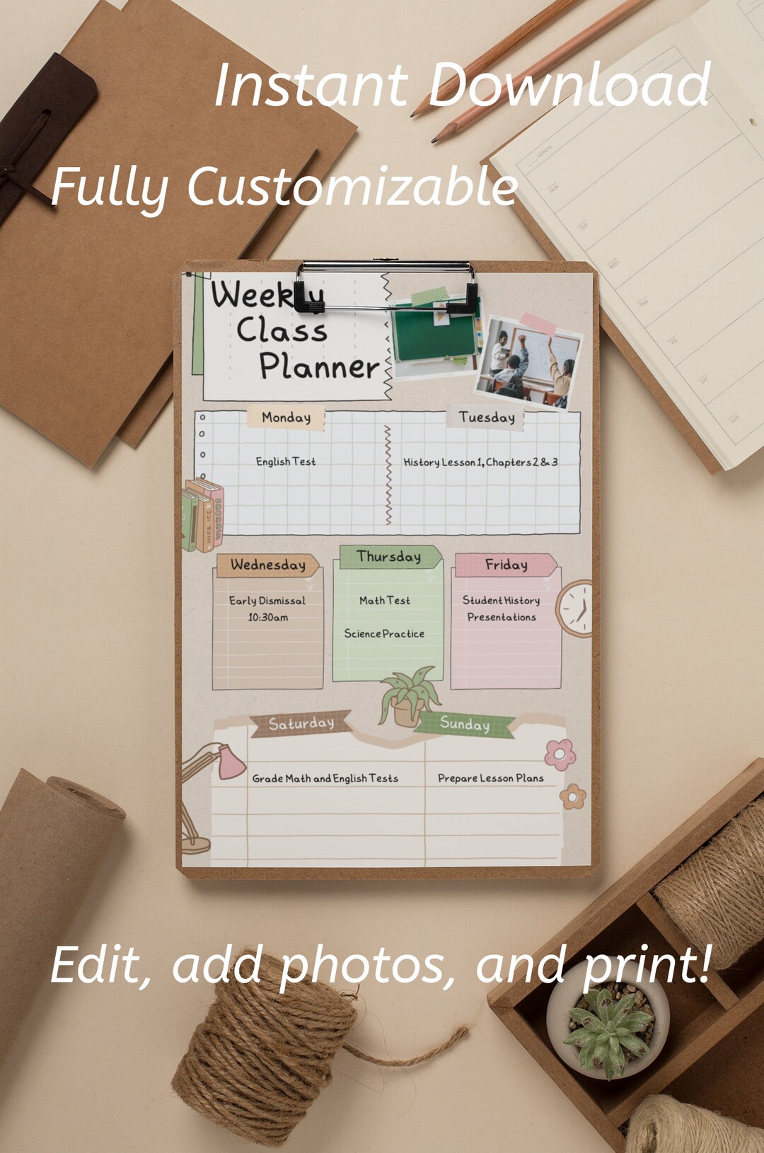 Digital Planner for Teachers, Customizable and Printable Planner, iPad ...