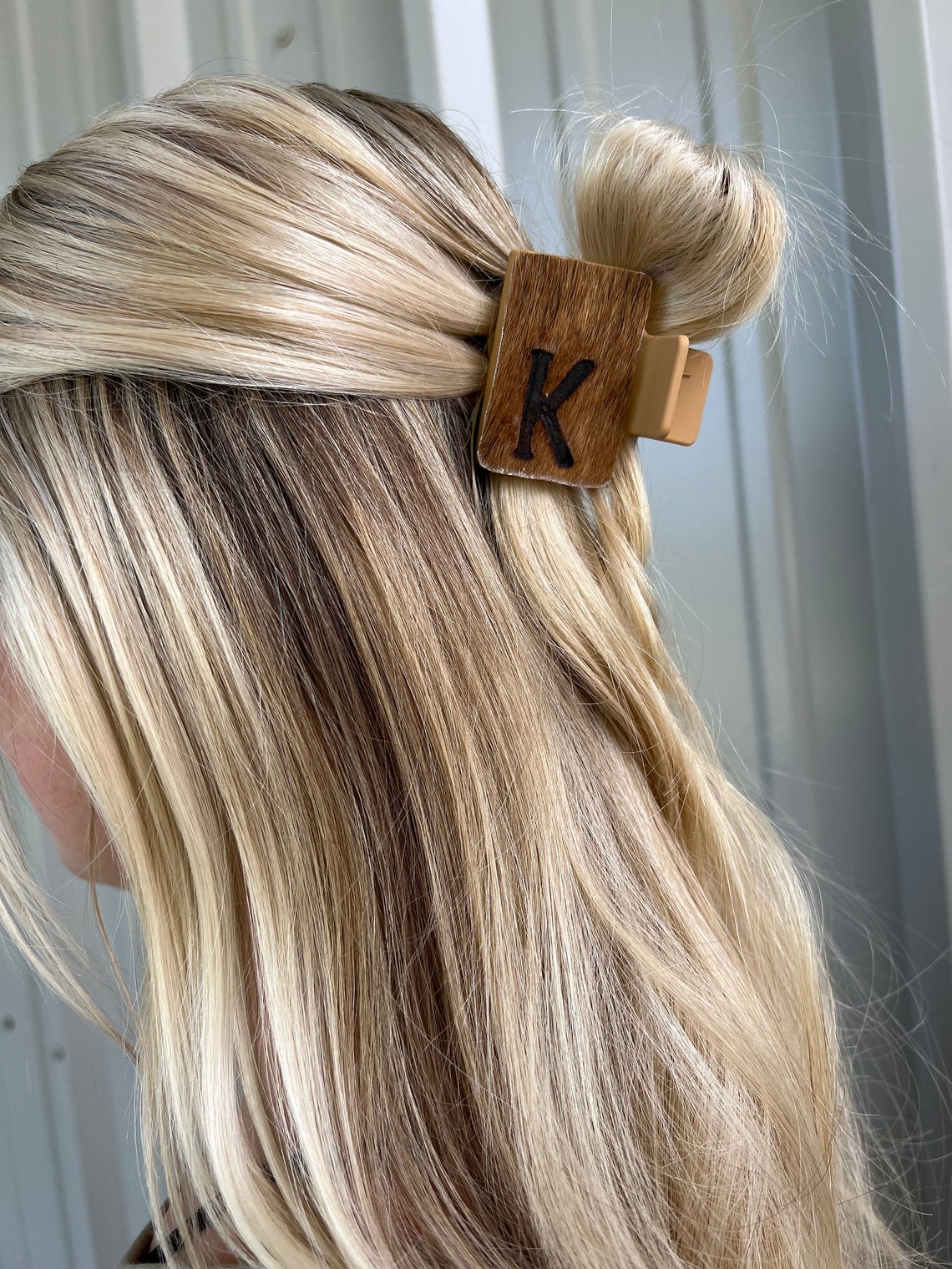 Small Custom Branded Cowhide Claw Clip - Etsy