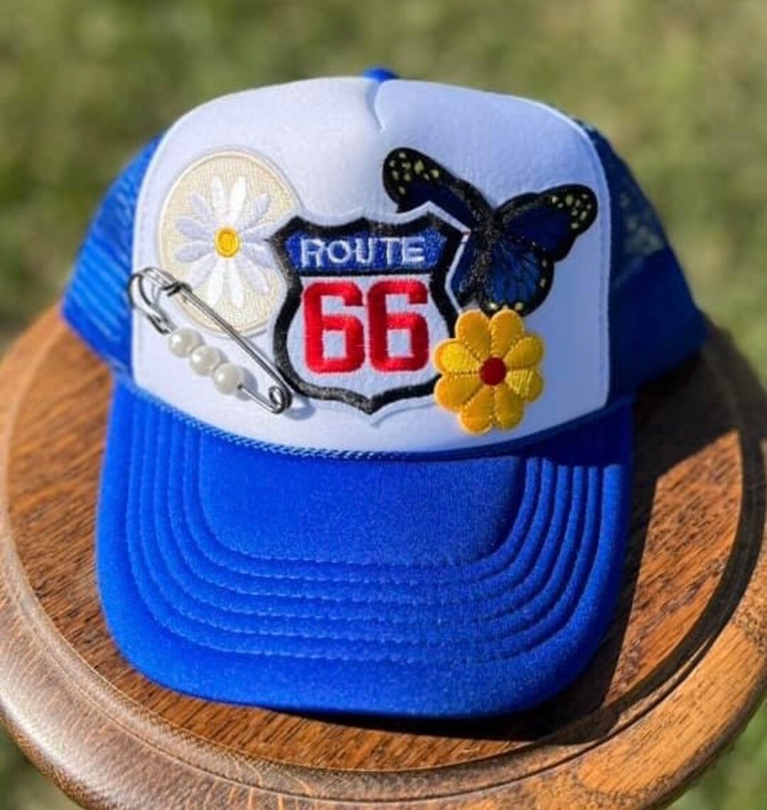 Blue & White Route 66 Trucker Hat - Etsy