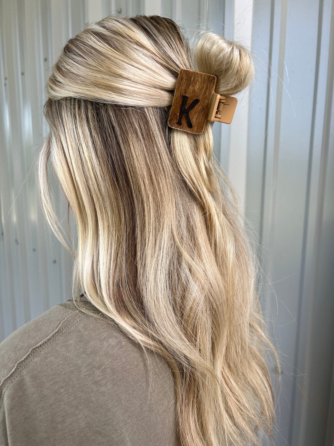 Small Custom Branded Cowhide Claw Clip - Etsy