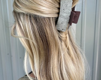 Small Custom Branded Cowhide Claw Clip - Etsy