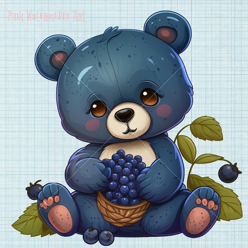 Blueberry Bear Digital Clip Art File - Etsy