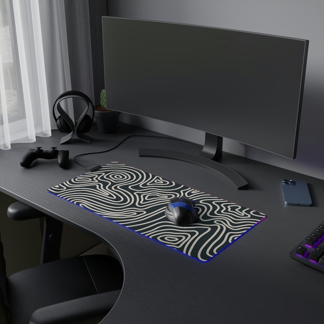 Topographical Wave Pattern LED Gaming Desk Pad - Etsy
