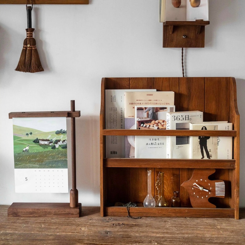 Handmade Cherry Wood, Black Walnut Calendar Rack, Announcement Display ...