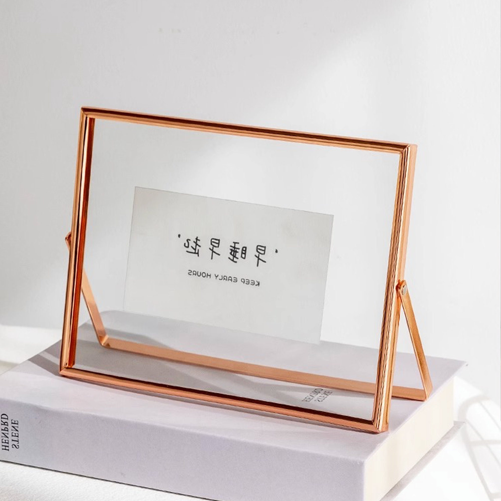 6 7 8 Inch Photo Frame, Glass Double-sided Transparent Metal Frame ...
