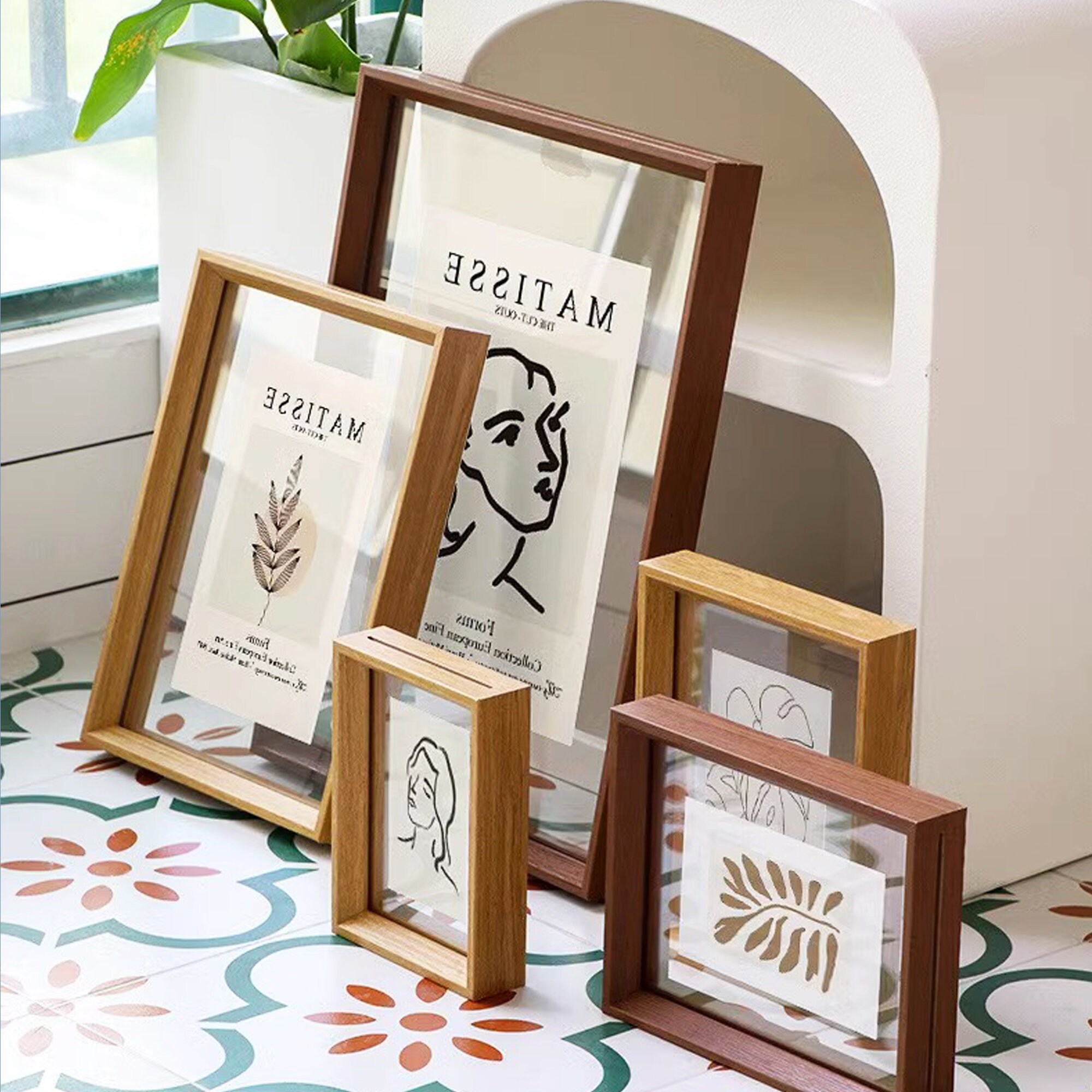 6x4, 7x5 Frame, Double-sided Transparent Wood Frame, Couple Creative ...