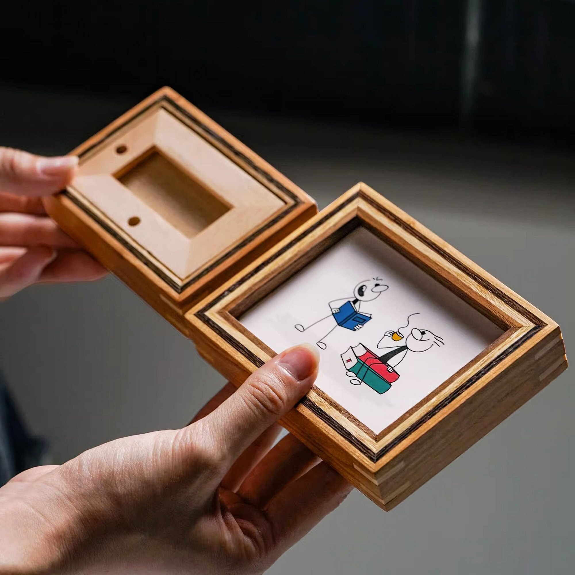 3,4,5-inch Solid Wood Mini Table Photo Frame, Right Angle Multi Wood ...