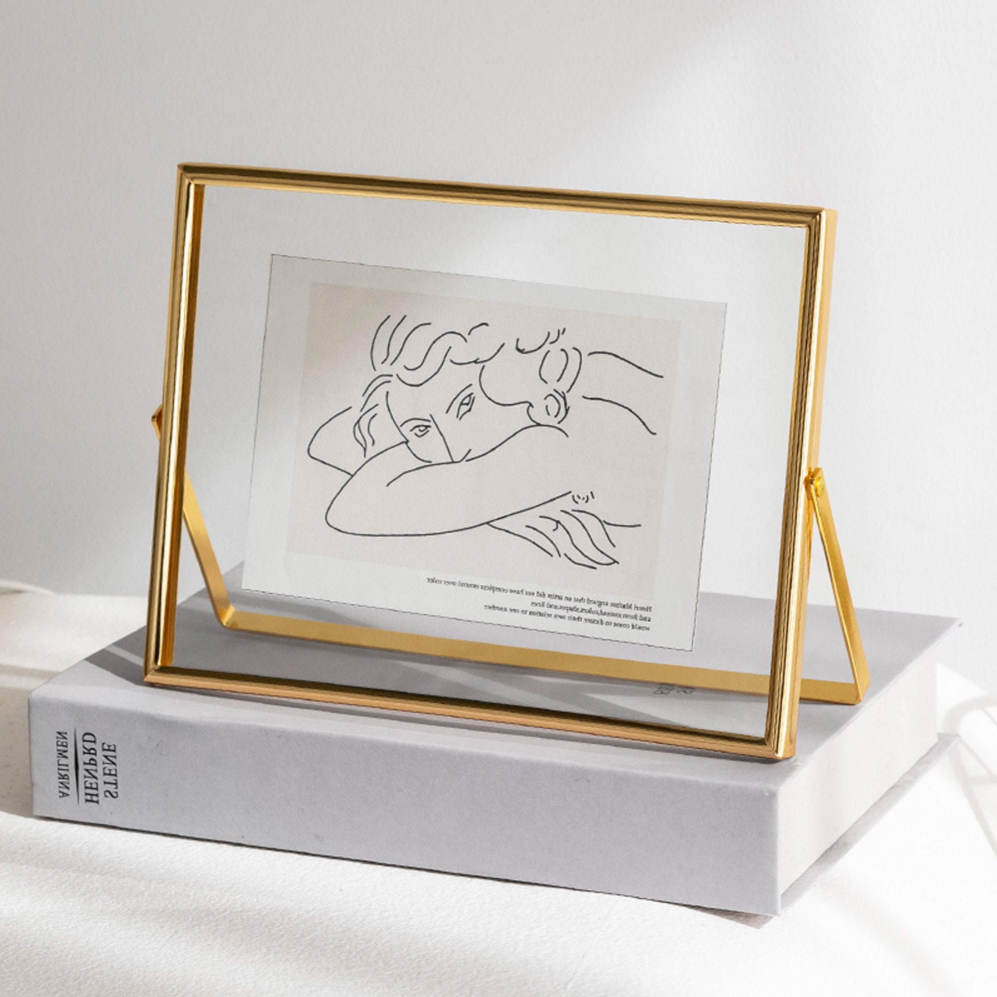 6 7 8 Inch Photo Frame, Glass Double-sided Transparent Metal Frame ...