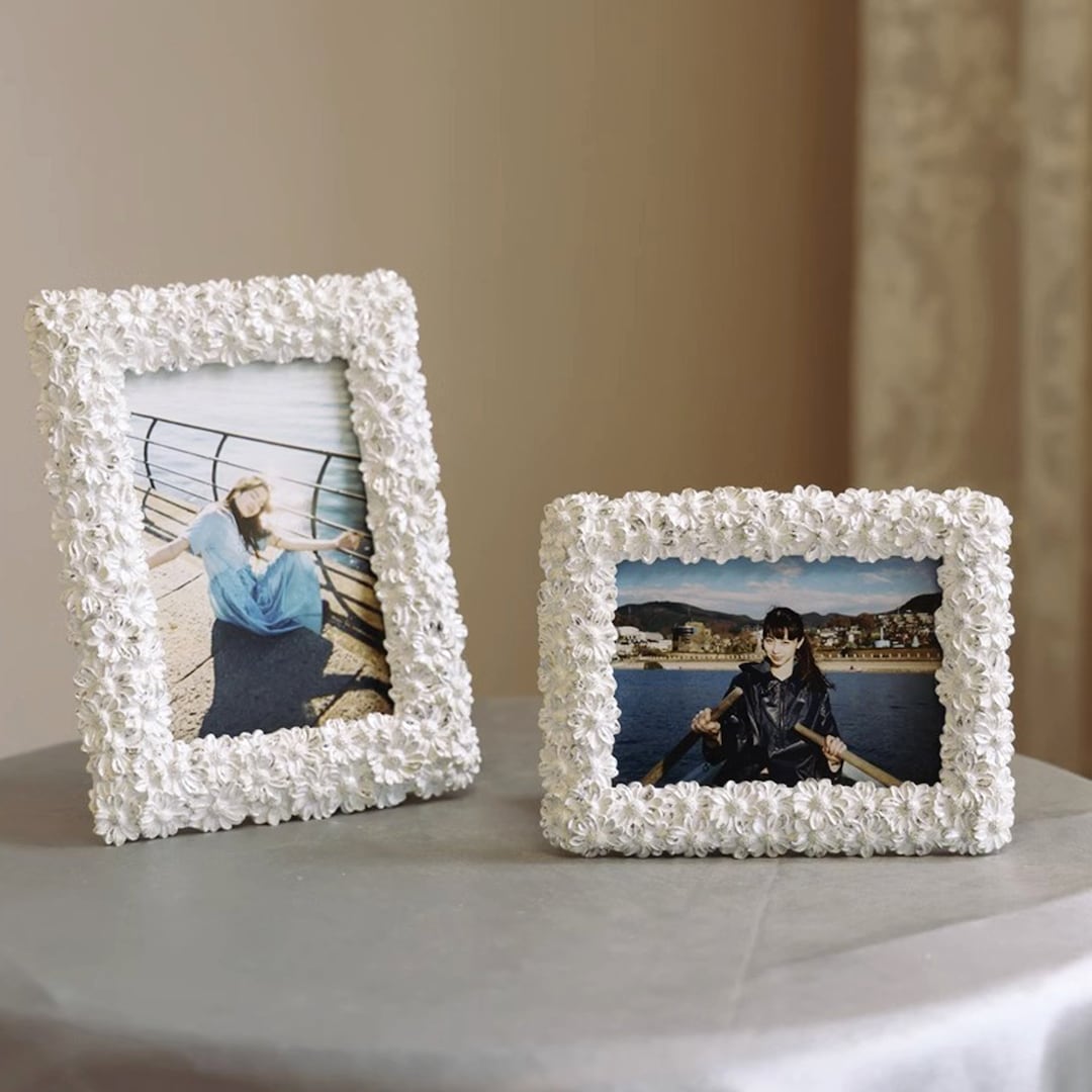 White Carved Photo Frame, Sunflower Flower Display, 5-inch, 6-inch, 7 ...