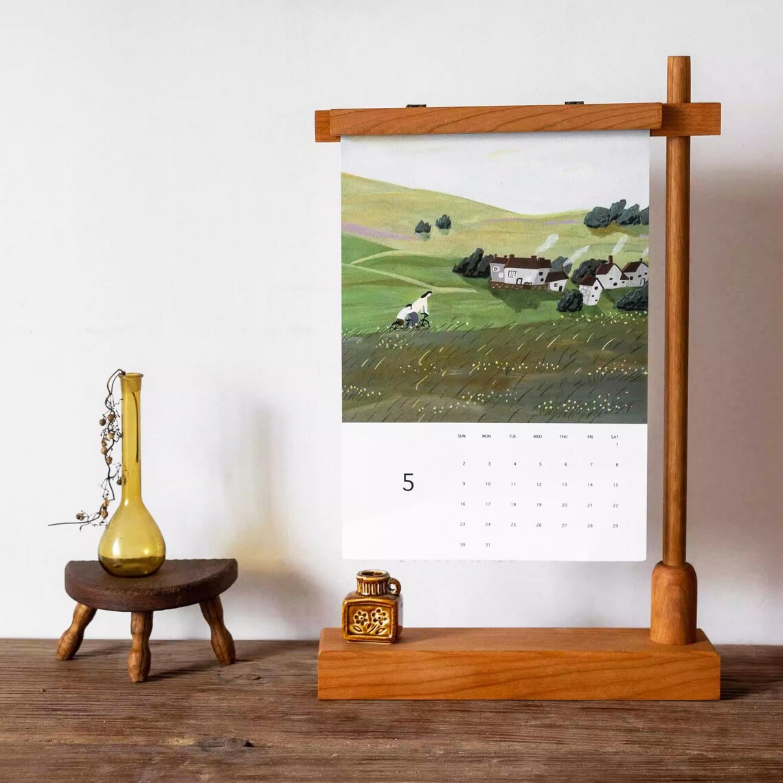 Handmade Cherry Wood, Black Walnut Calendar Rack, Announcement Display ...