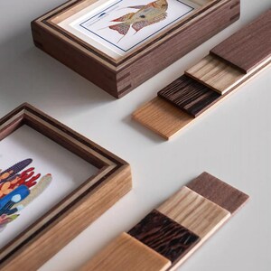 3,4,5-inch Solid Wood Mini Table Photo Frame, Right Angle Multi Wood ...