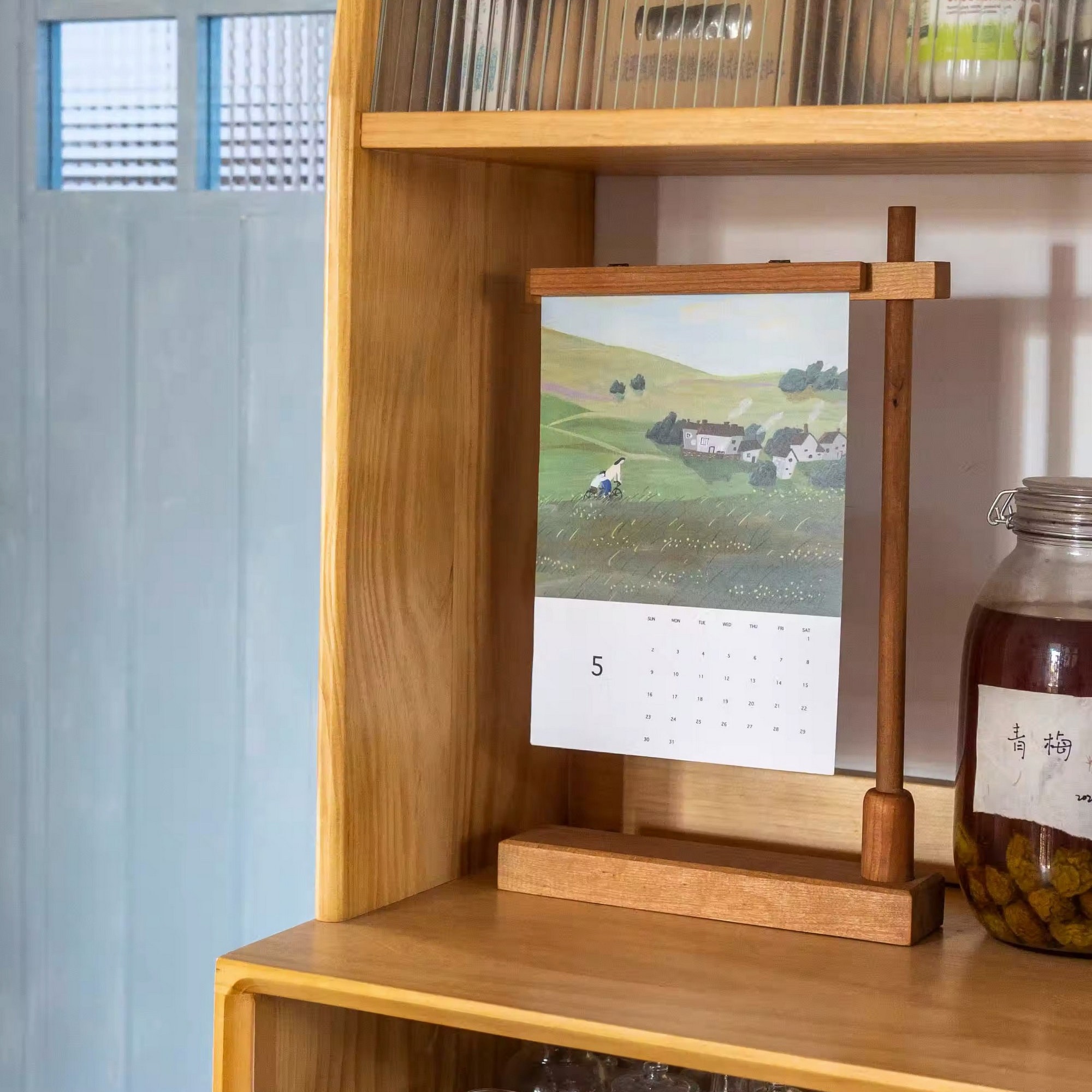 Handmade Cherry Wood, Black Walnut Calendar Rack, Announcement Display ...