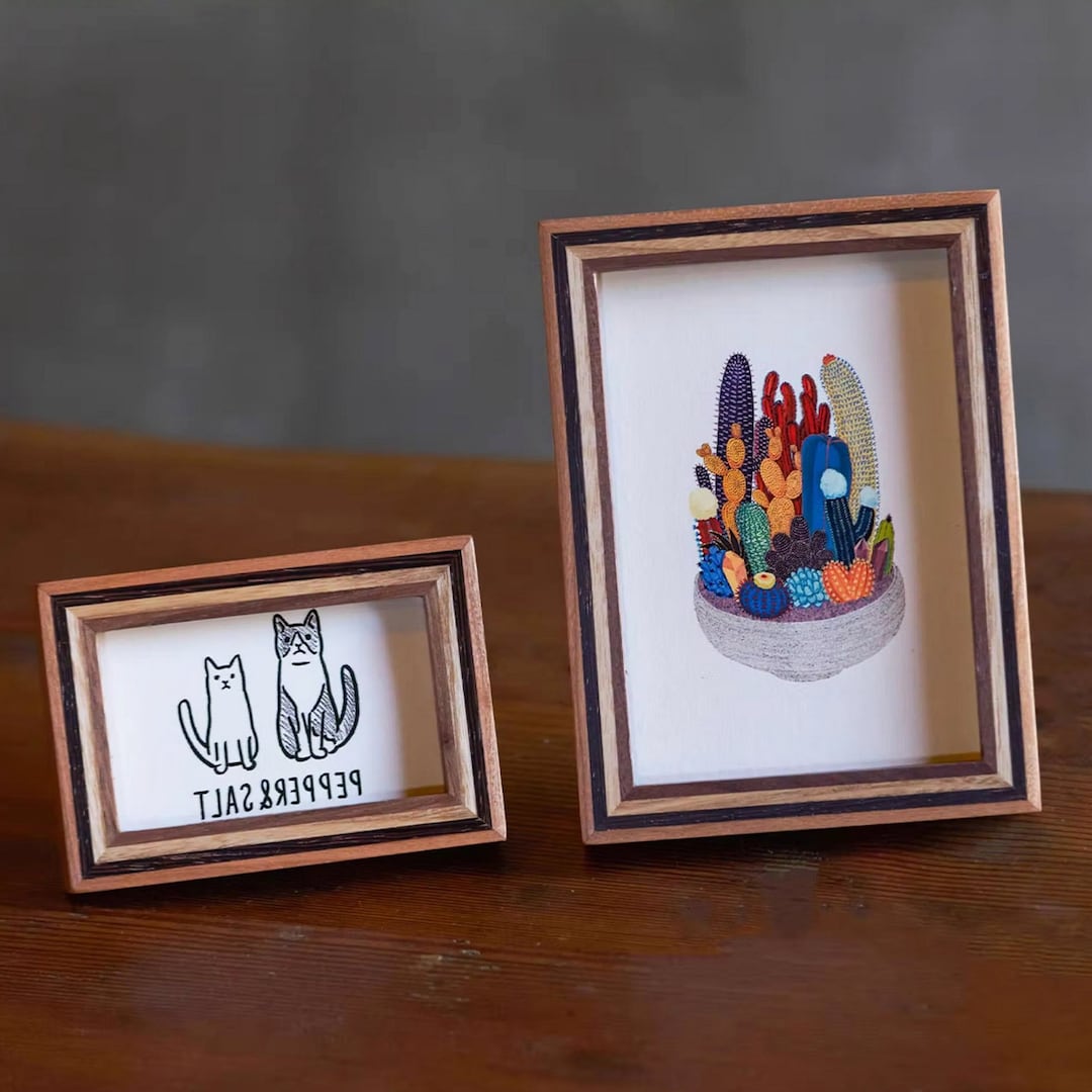 3,4,5-inch Solid Wood Mini Table Photo Frame, Right Angle Multi Wood ...