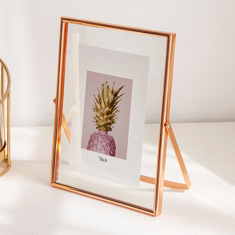 6 7 8 Inch Photo Frame, Glass Double-sided Transparent Metal Frame ...