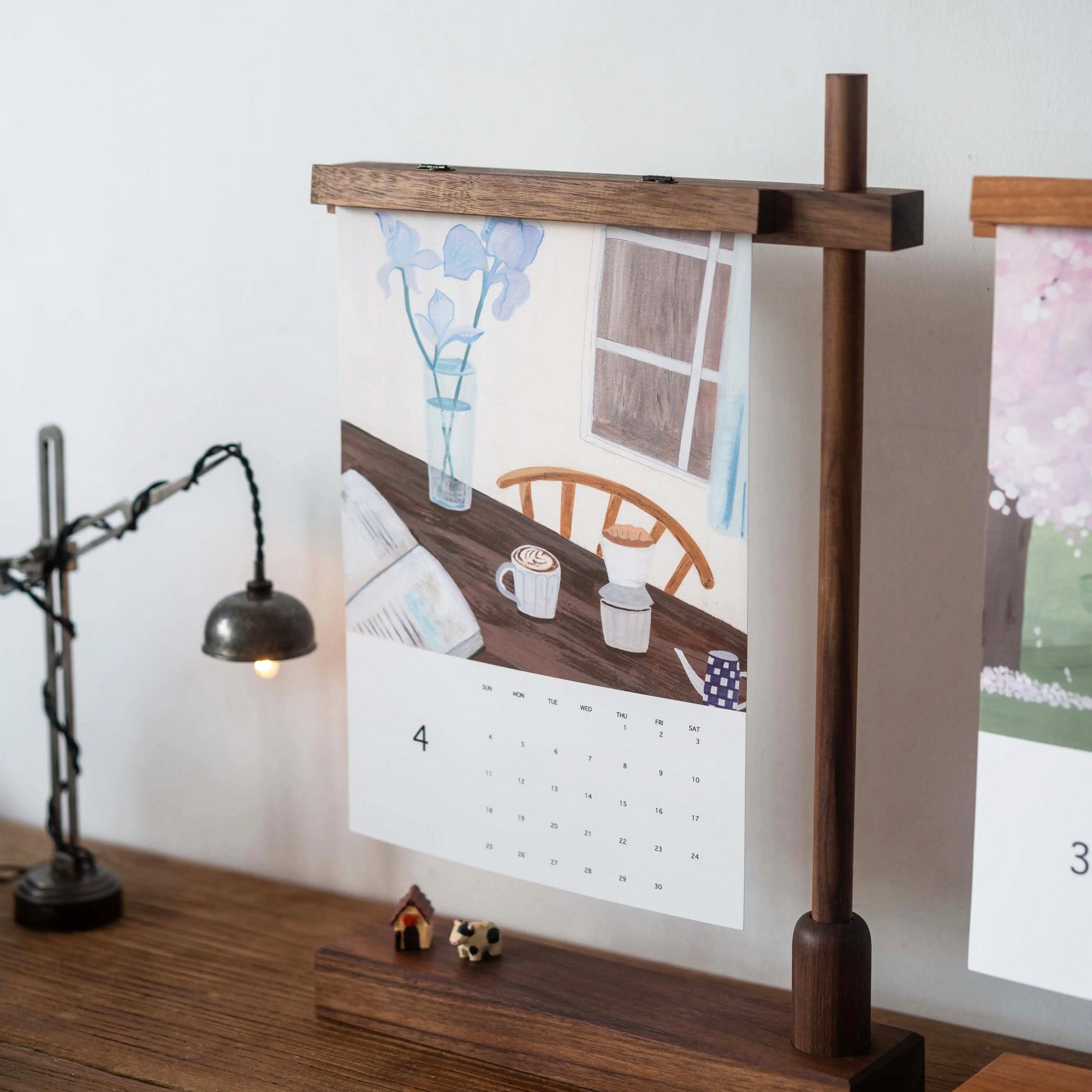 Handmade Cherry Wood, Black Walnut Calendar Rack, Announcement Display ...