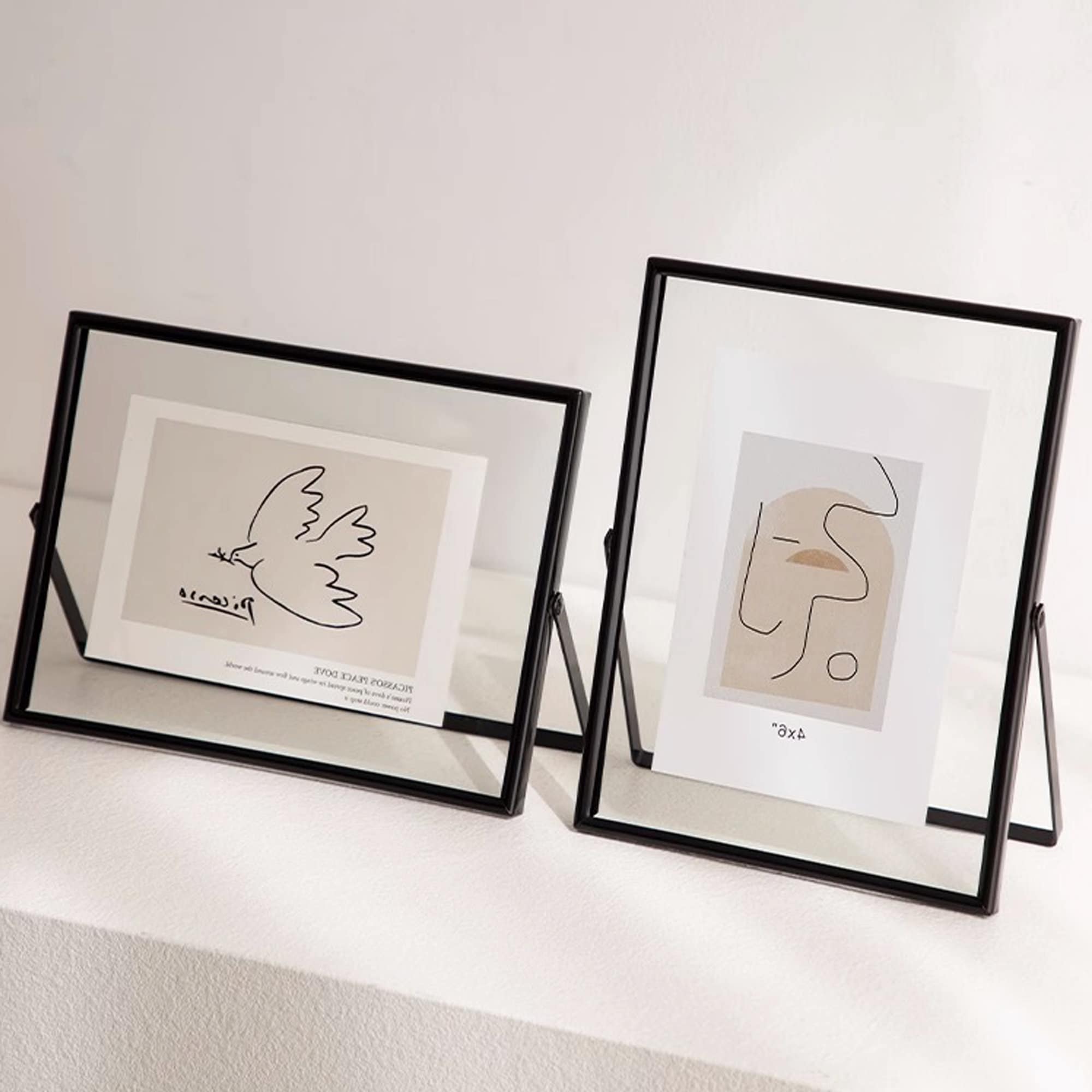 6 7 8 Inch Photo Frame, Glass Double-sided Transparent Metal Frame ...