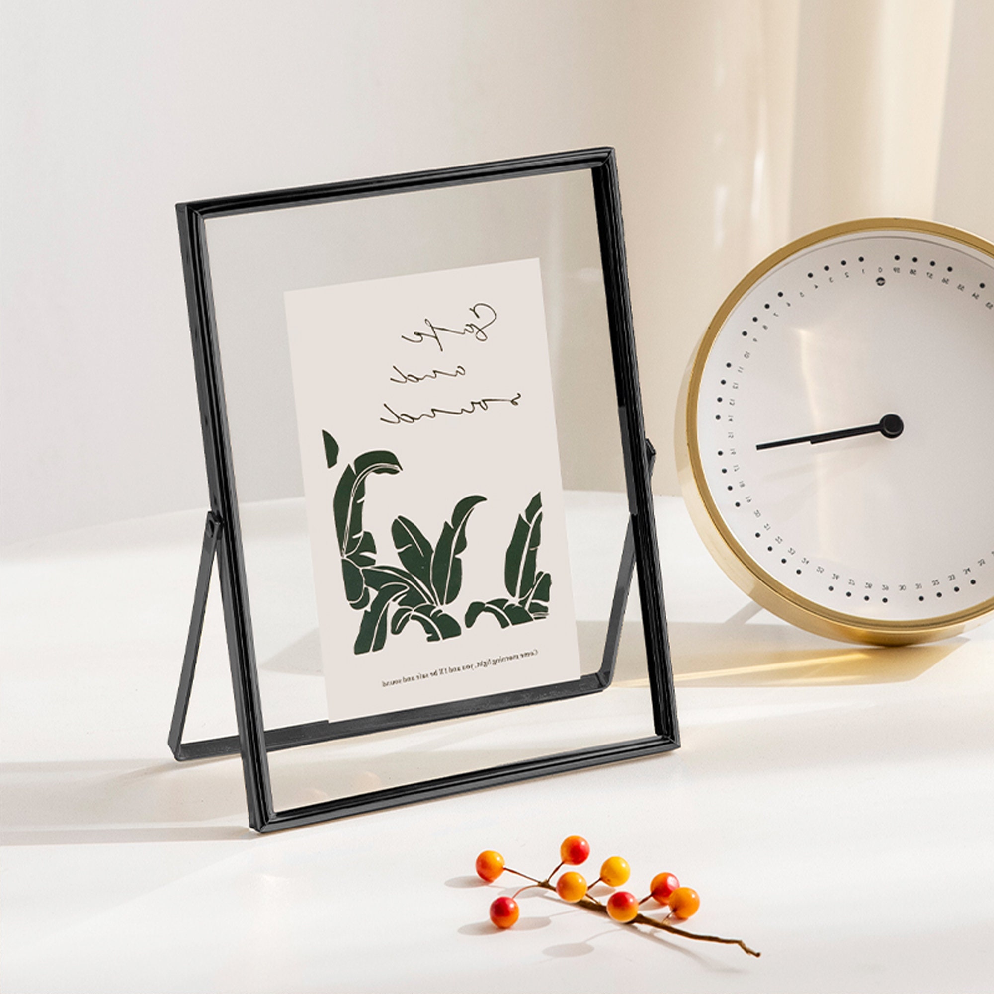 6 7 8 Inch Photo Frame, Glass Double-sided Transparent Metal Frame ...