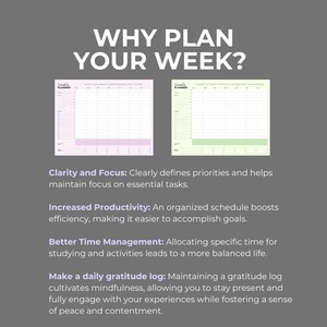 Weekly Planner for High School College Student Printable Gratitude Time ...