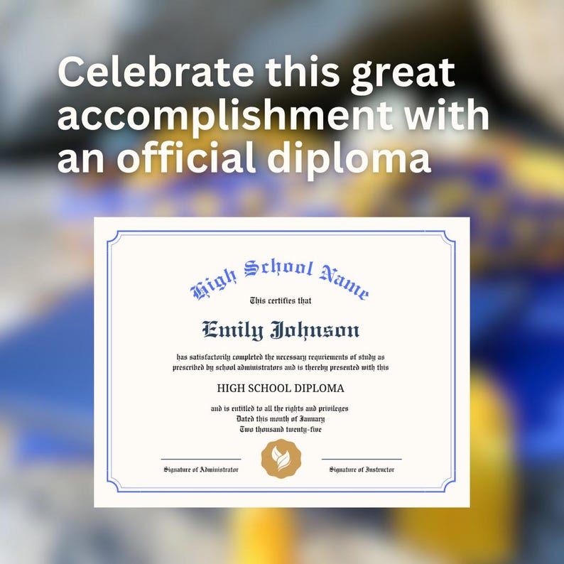 High School Diploma Template With School Seal Logo | Canva Template for ...