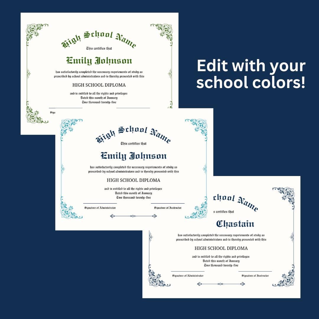 High School Diploma Template Canva Template Certificated Homeschool HS ...