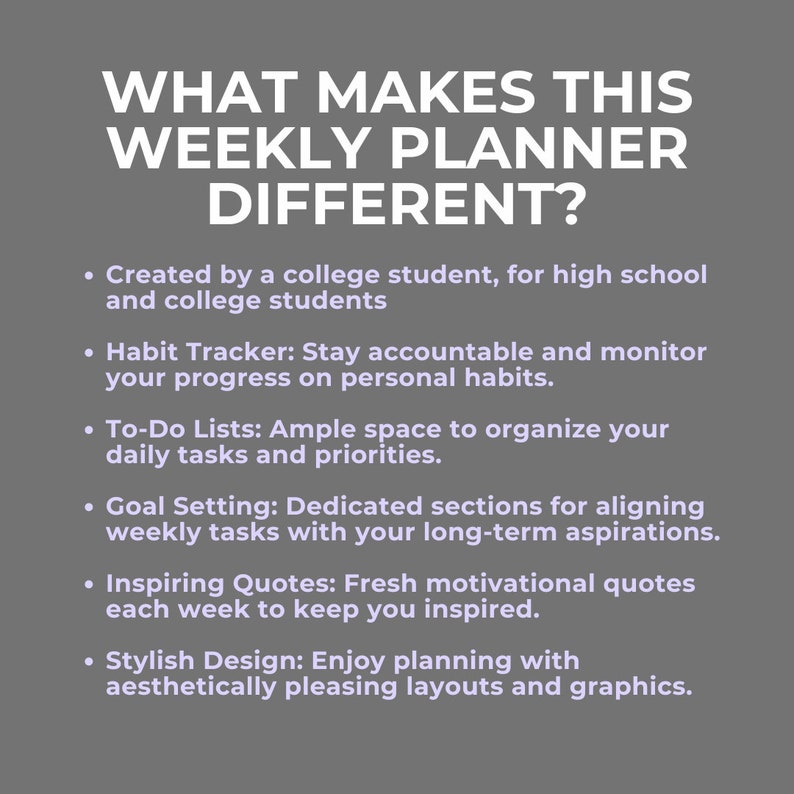 Weekly Planner for High School College Student Printable Gratitude Time ...