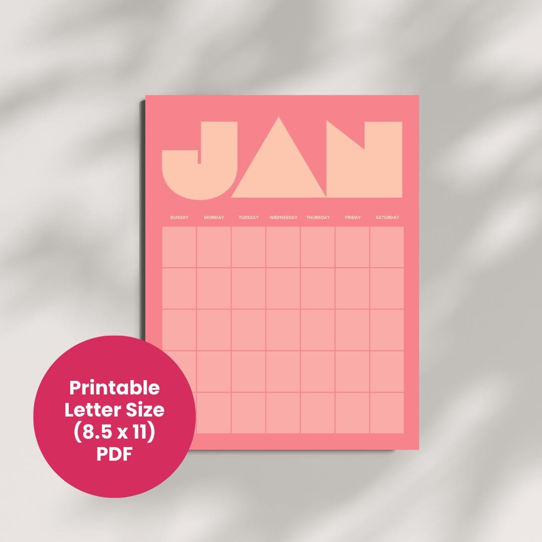 Editorial Calendar Printable Bold Vibrant Mid Century Modern Wall Art ...