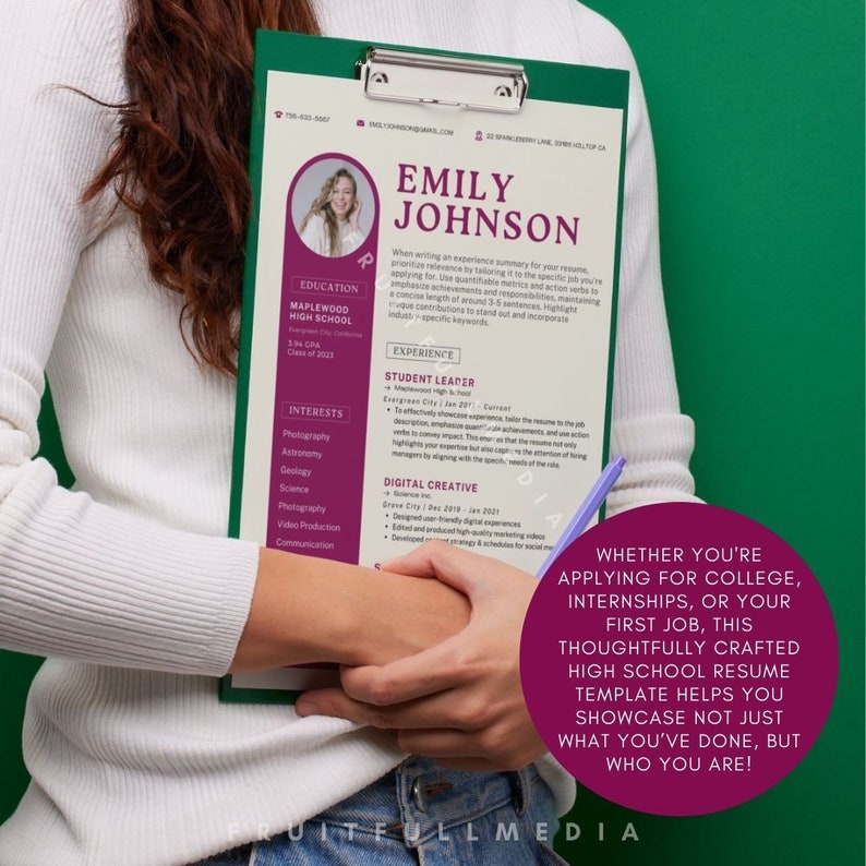 College Application Resume Template | Canva Teen Resume for School ...