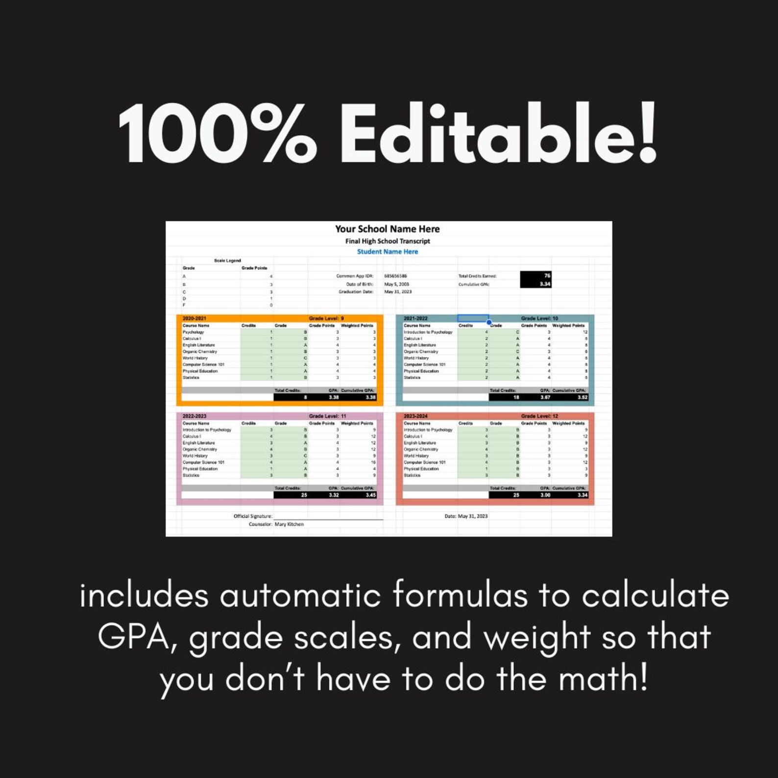 Unofficial High School Homeschool Transcript Template | College & Job ...