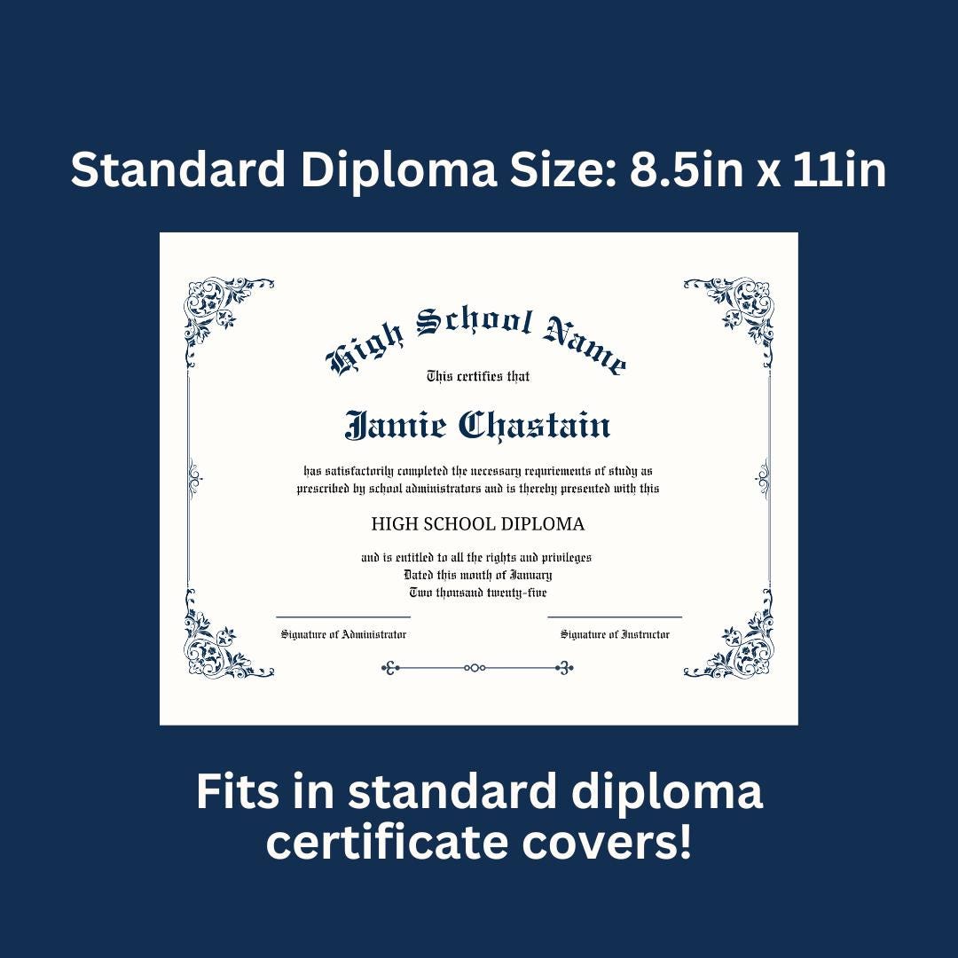 Customizable High School Diploma Template, Editable Canva Design (PDF ...