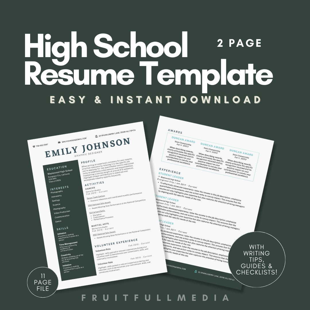 High School Resume Template for Students | Canva Teen Resume for ...
