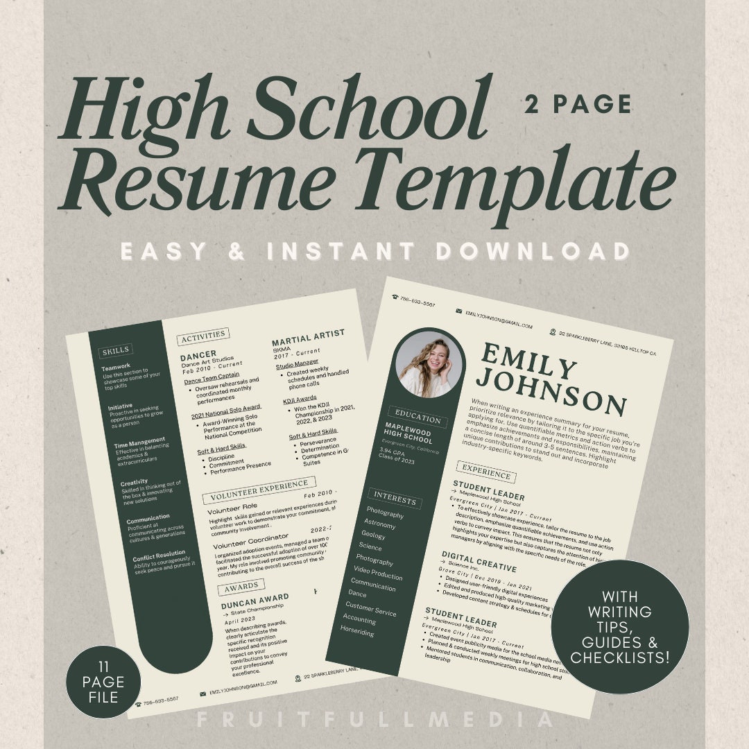 College Application Resume Template | Canva Teen Resume for School ...