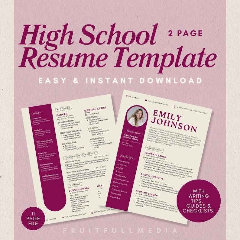 High School Resume Template | Canva Teen Resume for College ...