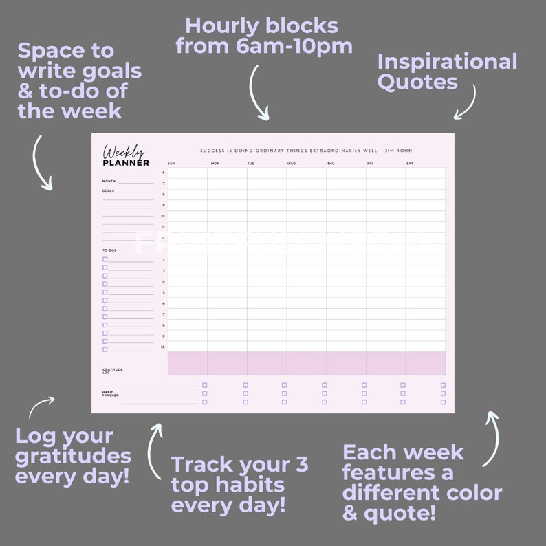 Weekly Planner for High School College Student Printable Gratitude Time ...