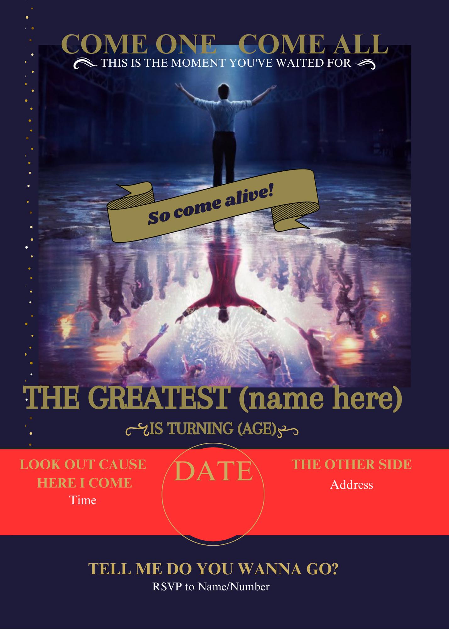 Greatest Showman Birthday Invitation (digital) - Etsy